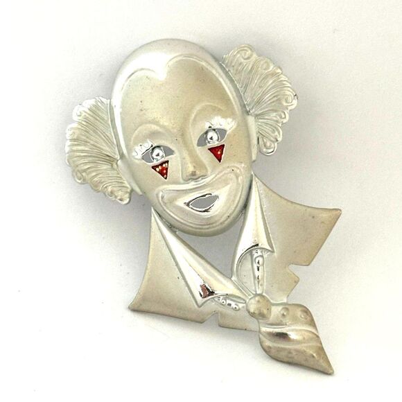 Jewelry | Vintage Silver Tone Clown Head Brooch Clown Circus Pin | Poshmark